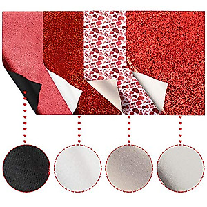 16 Pieces Valentine's Day Heart Faux Leather Sheets DIY Heart Pattern Leather Fabric Red and Pink Print Leather Sheet 6.3 x 8.3 Inch for Valentine's Day Crafts Sewing Decor Making Supplies