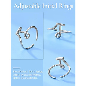 SILVERCUTE Initial J Ring Stacking Alphabet Monogram Jewelry 925 Sterling Silver Letter Ring for Women