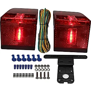 MAXXHAUL 70468 Trailer Light Kit - 12V All LED, Rectangular Left and Right Waterproof Submersible for Trailers, Boat Trailer Truck Marine Camper RV Snowmobile