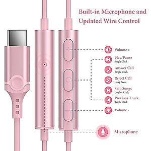 APETOO USB C Headphones for iPad Pro Pixel 7 6 6a 5 4,HiFi Stereo USB Type C Earphones USB C Wired Earbuds with Mic Volume Control for Samsung S23 Ultra S22 S21 FE A54 A53 Z Flip5 Fold5,OnePlus,Huawei