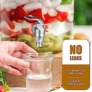 Tanlade 2 Pcs 1 Gallon Cold Brew Coffee Maker and 2 Pcs Stainless Steel Mesh Filter Cold Brew Mason Jar Drink Dispenser Thick Glass Iced Tea Maker Large Iced Coffee Maker Carafe