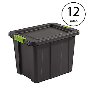 Sterilite Tuff1 Latching 18 Gallon Plastic Impact Resistant Storage Container Bin & Lid for Storing Items in Basements, Garages, & Attics (12 Pack)