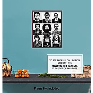 Musician Mugshot Bowie, Elvis, Johnny Cash, Jerry Garcia, Jimi Hendrix, Mick Jagger, Frank Sinatra, David Crosby, Janice Joplin Photo Wall Art - 8x10 Poster Print - Gift For Music Fans - Home Decor