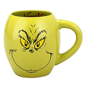 Bioworld Grinch Naughty And Nice 18 Oz Oval Sculpted Ceramic Mug