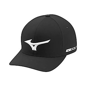 Mizuno Womens Tour Delta Fitted Hat, Black, Large-X-Large US
