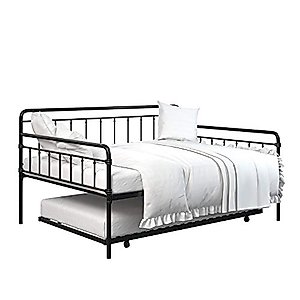 DHP Winston Metal Trundle, Full Size Spfa Bed Frame, Black Daybeds,