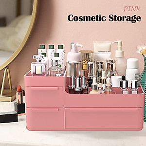 Makeup Organizer with Drawers, Countertop Organizer for Vanity, Bathroom and Bedroom Desk Cosmetics Display Case for Brushes, Lotions, Perfumes, Eyeshadow, Lipstick and Nail Polish