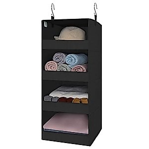 GRANNY SAYS 4-Shelf Hanging Organizer, Closet Hanging Shelves, Closet Hanging Storage Organizers, Organization for Bedroom, Living Room, Baby Nursery, Camper Accessories, Black, 1-Pack