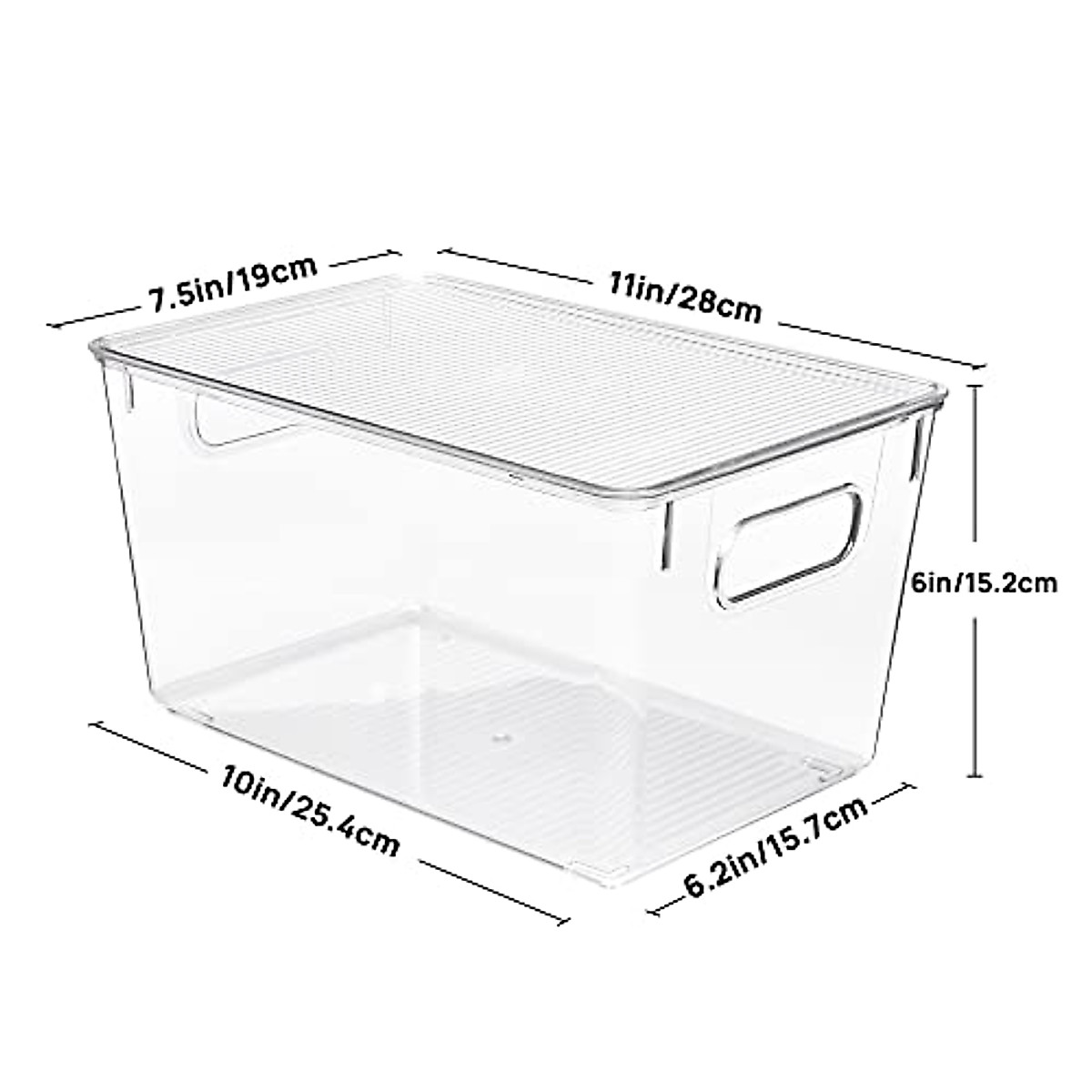 Vtopmart 4 Pack Clear Stackable Storage Bins with Lids, Large Plastic Containers with Handle for Pantry Organization and Storage,Perfect for Kitchen, Fridge, Cabinet, Bathroom Organizer