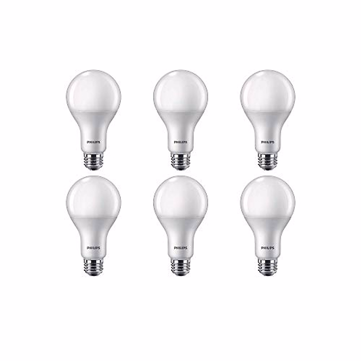Philips 479469 LED Dimmable Frosted A21 Light Bulb, 1100 lm.s, 2700-Kelvin, 12 (75W Equivalent), E26 Medium Screw Base, Warm Glow, White (Pack of 6)