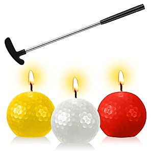 Threlaco 4 Pcs Golf Cake Topper Golf Cake Decorations Include 3 Pcs Golf Ball Birthday Candles, 1 Pcs Mini Golf Club for Golf Sport Themed Birthday Decorations