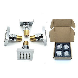 HOMEDEC Square Brass Shower Body Spray Spa Massage Jet, 4pcs