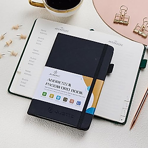 JUBTIC Address book with Alphabetical Tabs, Hardcover Password Keeper and Telephone Book Address Organizer Record Contacts, Internet Login Address Log book Journal Notebook for Home or Office-Black