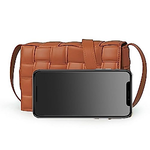 Women Woven Padded Cassette Crossbody Bags Purse Shoulder Handbags Small Square Bag Designer Handbag Clutch Brown