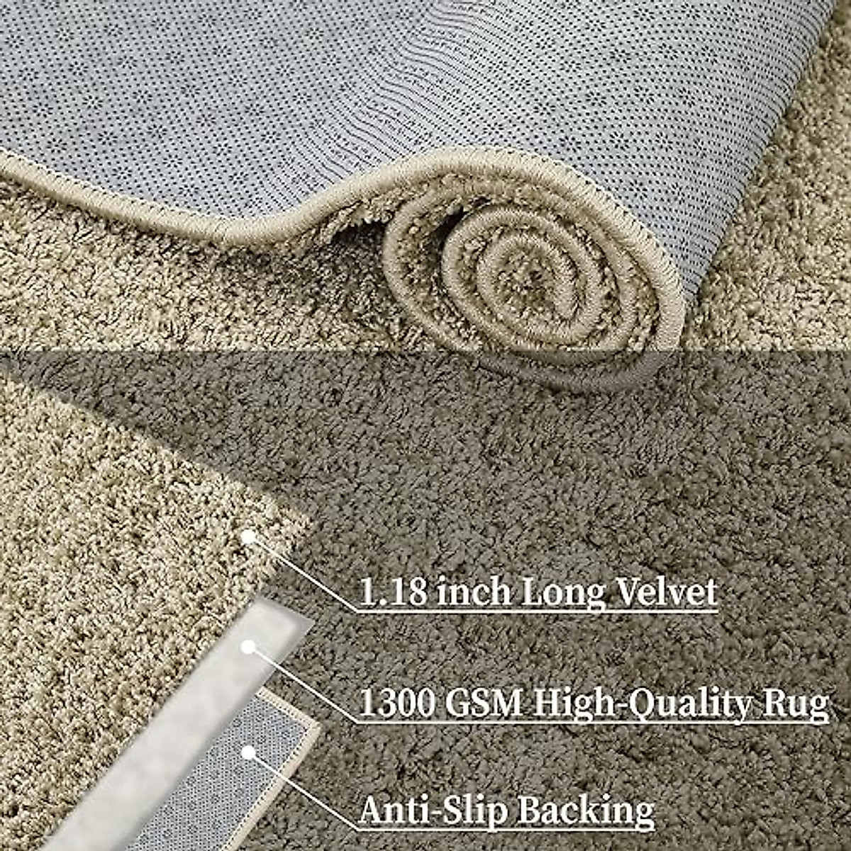 Zacoo 9x12 Area Rug Shag Rug for Living Room, Luxurious Large Shaggy Area Rug Non-Shedding Carpet Rug for Bedroom Shag Plush Rug Thick Aceent Rug Carpets for Home Decor, Taupe, 9' x 12'