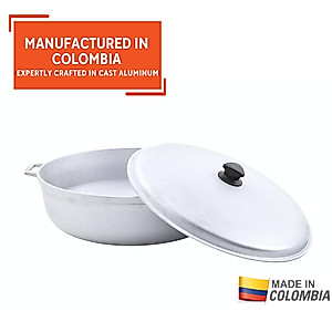 IMUSA USA 17.9Qt JUMBO Traditional Colombian Caldero (Dutch Oven) for Cooking and Serving, Silver, 17.9 Quart
