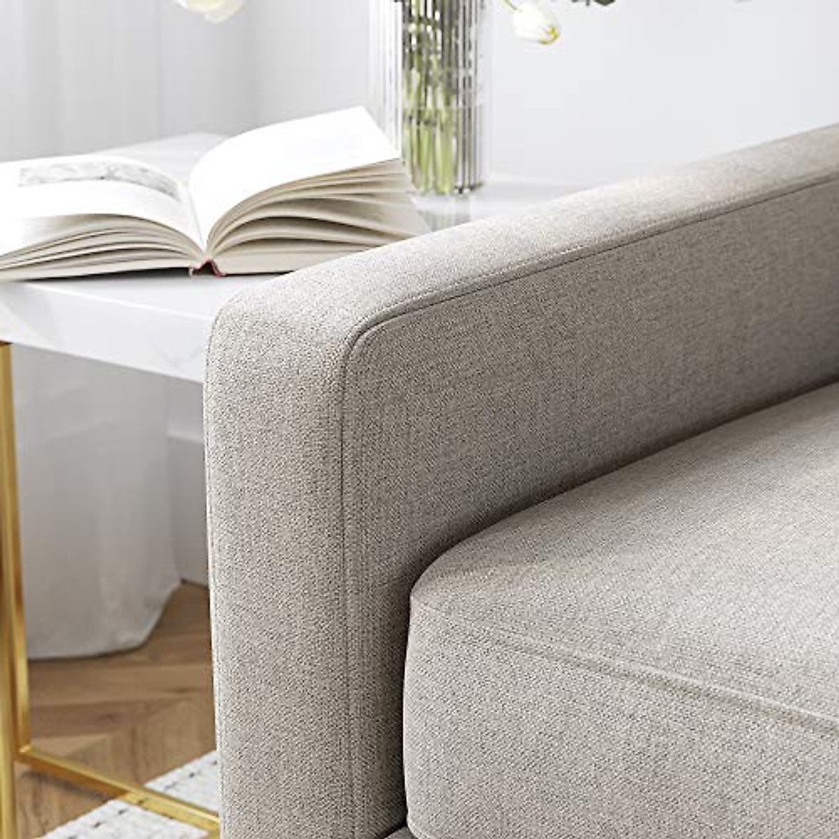 VASAGLE Comfortable Sofa, Couch with Solid Wood Frame and Breathable Linen Fabric, for Guest Room, Teenager's Room, and Small Apartment, 70.1 x 33.3 x 32.7 Inches, Beige