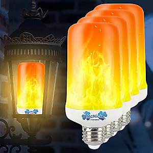 MCNICK & COMPANY Flame Light Bulbs - LED Flickering Bulbs (4 Pack) - Flicker Flame Light Bulbs That Look Like Gas Lanthern - Light Bulbs That Look Like Flames
