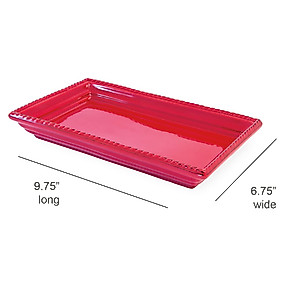 October Hill Boston International Ceramic Guest Towel Caddy/Tray, Red