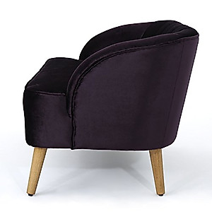 Christopher Knight Home Amaia Modern Velvet Sofa, Blackberry / Walnut