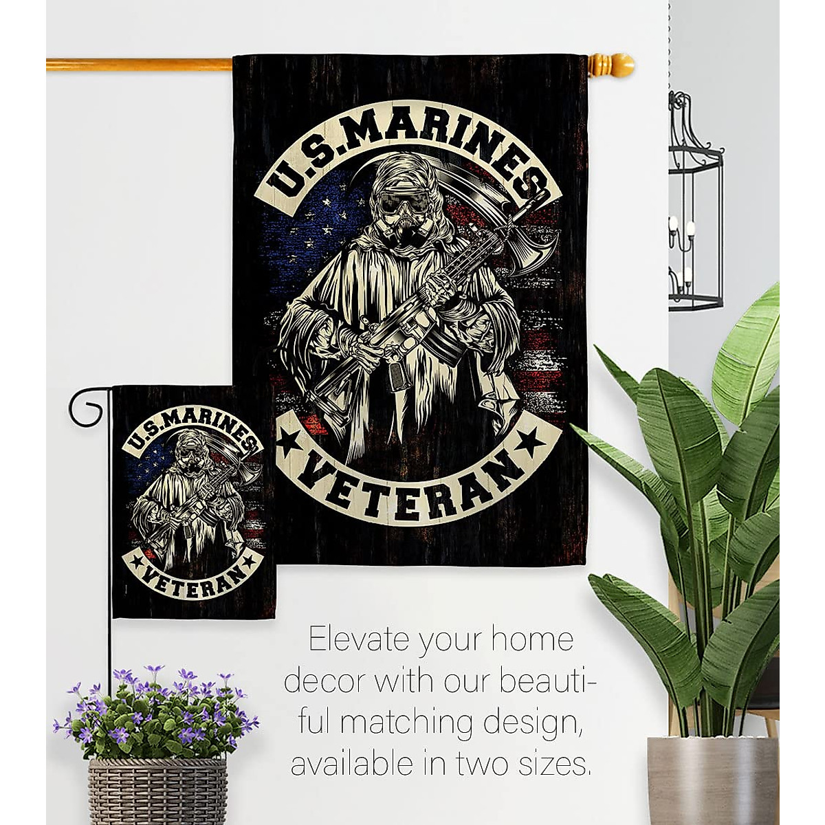 USBrotherhood Marines Veteran Garden Flag - Armed Forces Marine Corps USMC Semper Fi United State American Military Retire - House Decoration Banner Small Yard Gift Double-Sided Made in USA 13 X 18.5
