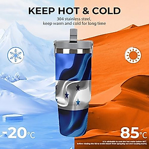 El Salvadorean Honduras Flag 30 OZ Insulated Tumblers with Handle And Straw Leakproof Vacuum Insulated Stainless Steel Water Bottle for Car Fishing Travel