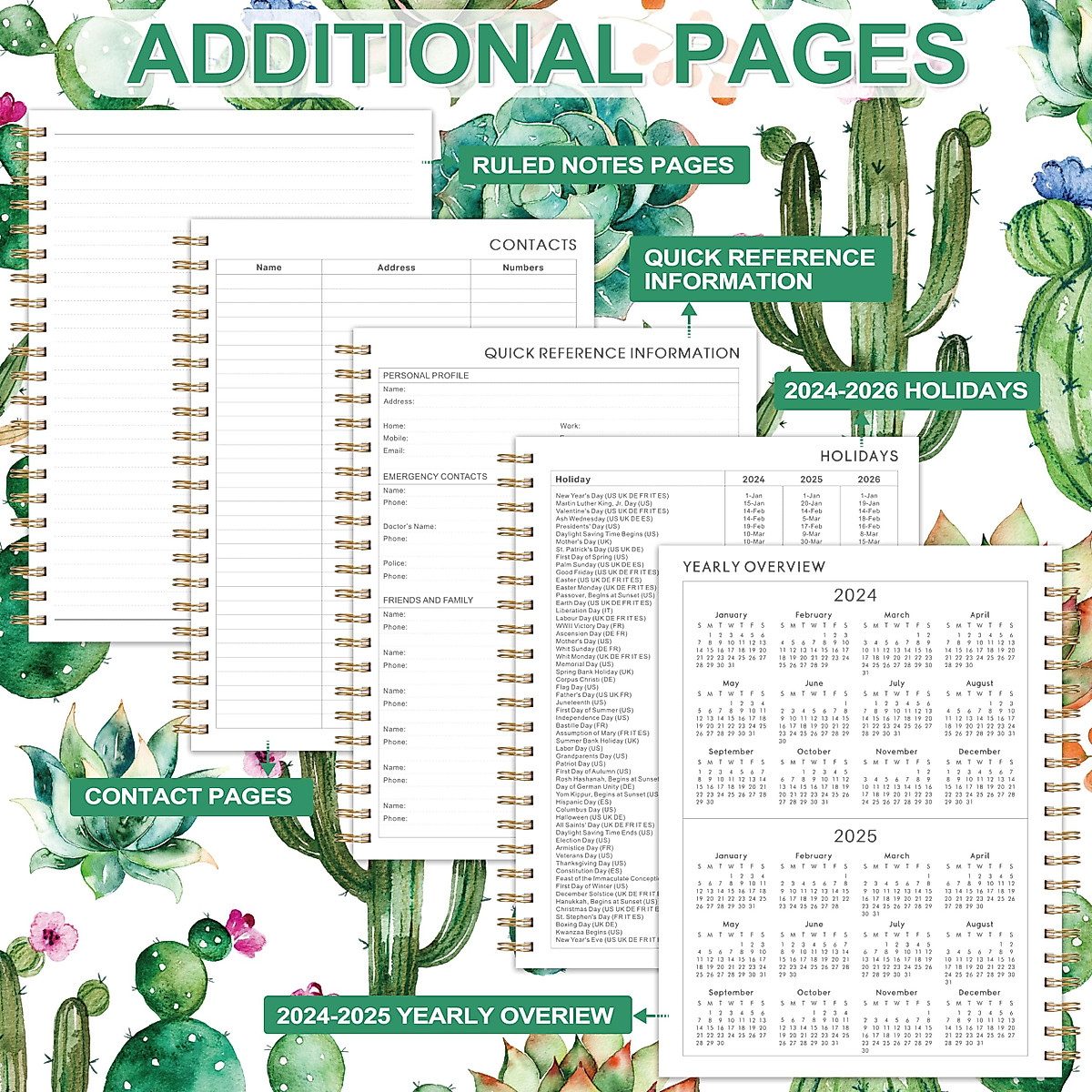 2024 Planner - Planner 2024, Weekly & Monthly Planner, January 2024 - December2024, 9" x 11", Thickened Cover, Twin - Wire Binding, Monthly Tabs, Elastic Closure