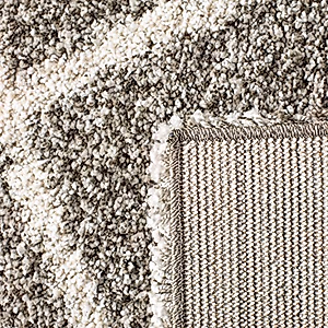 SAFAVIEH Hudson Shag Collection Area Rug - 8' x 10', Grey & Ivory, Modern Trellis Design, Non-Shedding & Easy Care, 2-inch Thick Ideal for High Traffic Areas in Living Room, Bedroom (SGH281B)