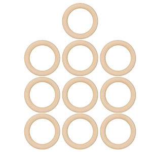 10Pcs Wood Teething Rings, 65mm Baby Unfinished Wood Circles Without Paint, Smooths Wood Circles for Crafts DIY Teething Ring, Jewelry Pendant Connectors (Wood Color-65mm)
