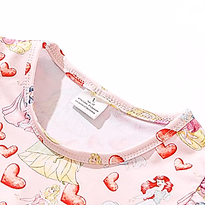 Toddler Girls Valentine's Day Twirl Pink Red Princess Dress Love and Heart Flutter Sleeve Dresses 3-4T