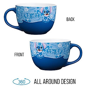 Silver Buffalo Lilo and Stitch Wavy Style Ceramic Soup Mug, 24-Ounces