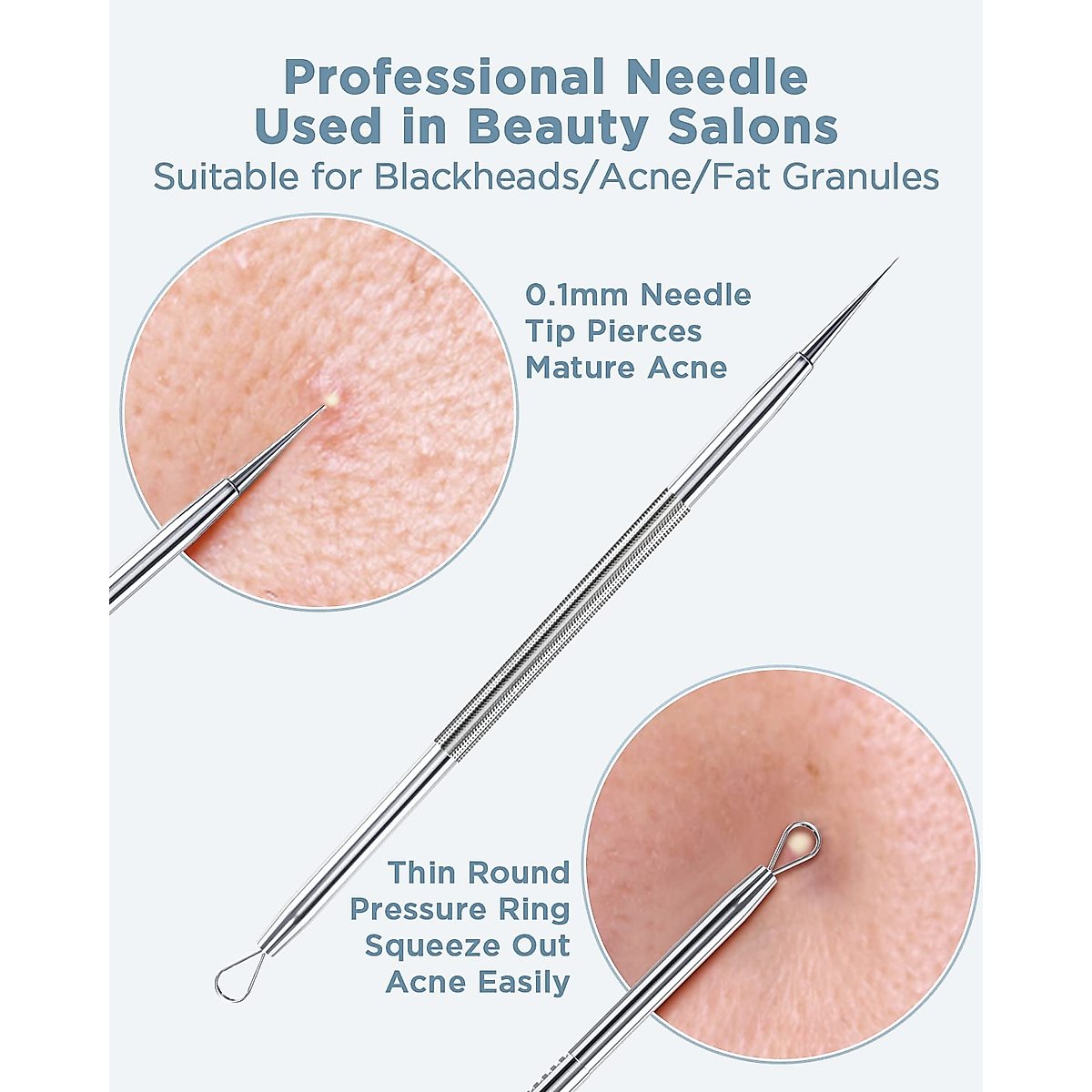 TAYTHI Blackhead Remover Tool, Pimple Popper Tool Kit, Blackhead Extractor Tool for Face, Extractor Tool for Comedone Zit Acne Whitehead Blemish, Stainless Steel Extraction Tools
