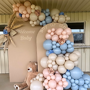 Twinkle Twinkle Little Star Party Decorations,127Pcs Dusty Pink Misty Blue Metallic Gold Balloon Arch Garland Kit for Baby Shower Gender Reveal Boy or Girl Birthday Party Decorations