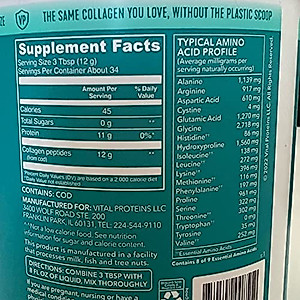 Vital Proteins Marine Collagen Peptides Powder Supplement 14.5 Oz Canister for Skin Hair Nail Joint - Hydrolyzed Collagen - Unflavored - 1 Stick of Liquid IV Hydration Lemon Lime Sample Pack