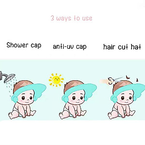 Baby Shower Cap Shampoo Shield Kids Bath Visor Protect Eyes Ears Face Adjustable Bath Shower Protector Hair Wash Shield Earmuff Waterproof Bath Cap for Kids