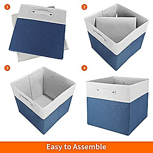 Awekris Storage Cubes, 13 Inch Foldable Storage Bins with Sturdy Handles, 3 Pack Fabric Clothes Organizer Storage Baskets for Home Office Closet, Clothes, Toys, Royal Blue