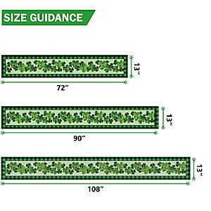 St.Patrick's Day Shamrock Table Runner for St.Patricks Buffalo Plaid Table Decoration (13 x 72 inch)