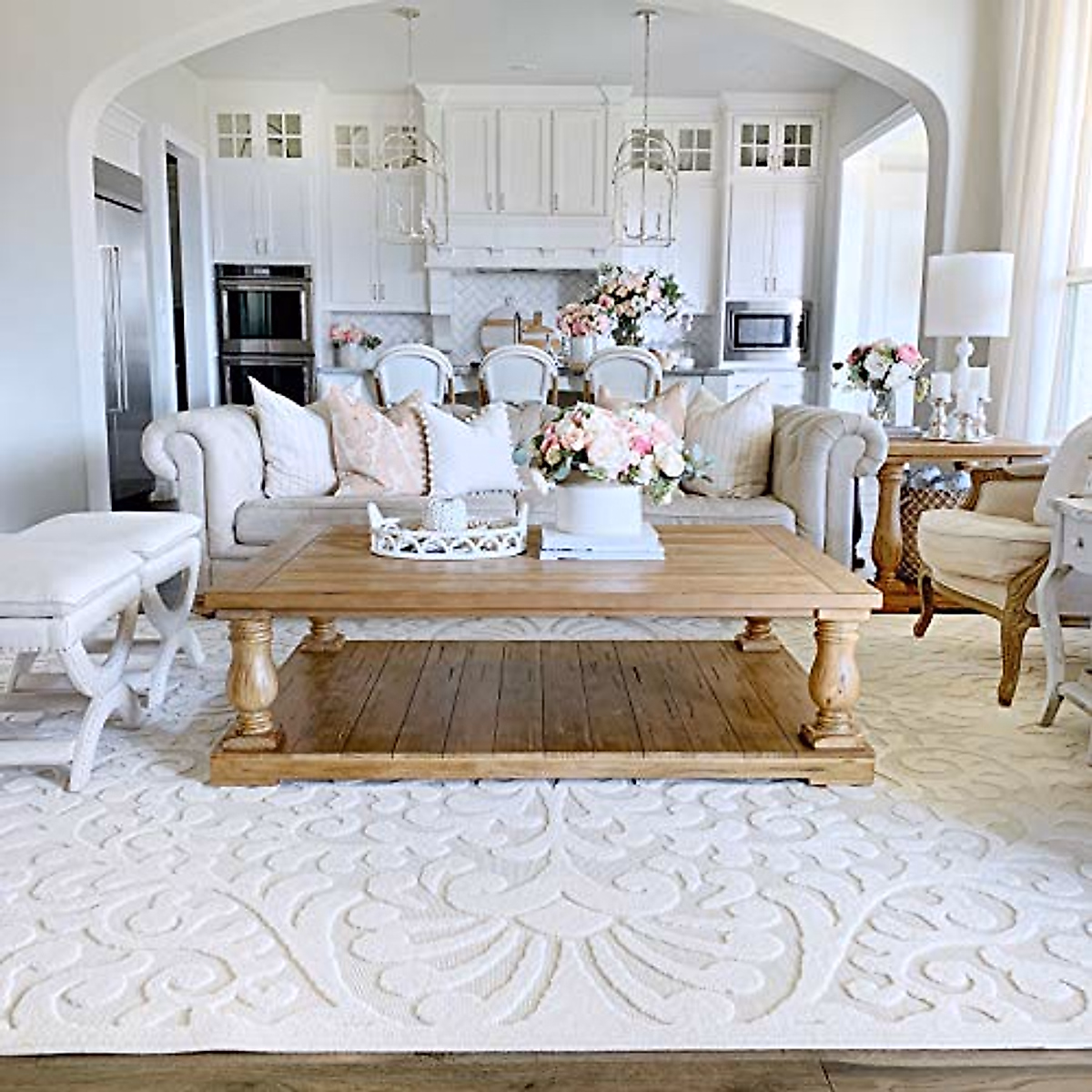 My Texas House by Orian Indoor/Outdoor Bluebonnets Area Rug, 7'9" x 10'10", Natural