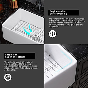 Miuara Farmhouse Sink 33 Inch White Farmhouse Sink Farm Sink Farmhouse Kitchen Sink Apron Sink Fireclay Sink Farmer Sink Undermount Kitchen Sink White Kitchen Sink Single Bowl with Accessories