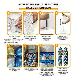 Balloon Column Stand Set of 2, 7ft Metal Telescopic Pillar Balloon Arch Stand, Adjustable Metal Balloon column for Birthday Party, Wedding and Graduation Party, Baby Shower