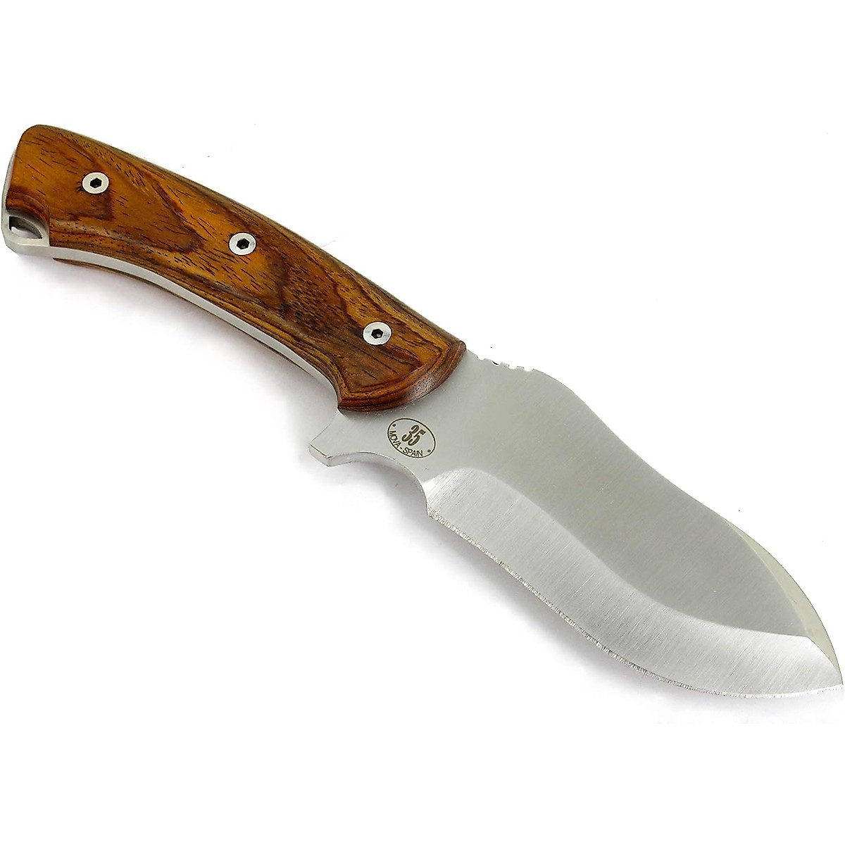 JEO-TEC Nº35 Bushcraft Survival Hunting Camping Fixed Blade Knife, MOVA-58, 10'' Overall, Genuine Leather Multi-Position Sheath + Firesteel + Sharpener Stone, Handmade