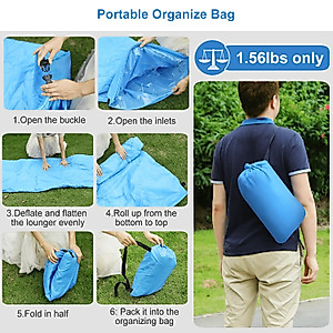 LONGJIN Inflatable Lounger Air Sofa Hammock, Inflatable Couch for Camping, Portable Waterproof Anti-Air Leaking Pouch Couch Air Chair for Outdoor, Beach, Hiking, Picnics, Music Festivals (Pink)