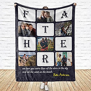 Launchigo Customized to My Dad Blanket - My Loving Father I Love You Travel Blanket, Soft Sherpa Throw Blanket for Father's Day & Birthday Gift [Custom] (Dad Blanket 19, 50" X 60")