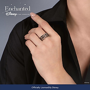 Jewelili Enchanted Disney Fine Jewelry Sterling Silver with Black Rhodium 1/6 Cttw Diamond Maleficent Ring Size 8