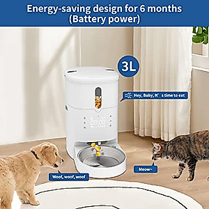 EdgeAnt Automatic Pet Feeders for Cats and Dogs, Dry Food Dispenser with Desiccant Bag, 3L Timed Cat Feeder, 304 Stainless Steel Bowl, 10s Voice Recorder, Compatible for Freeze-Dried Pet Food