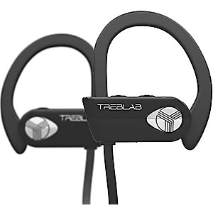 TREBLAB XR500 Bluetooth Headphones, Best Wireless Earbuds for Sports, Running Gym Workout. IPX7 Water Resistant, Sweatproof, Secure-Fit Headset. Noise Cancelling Earphones w/Mic
