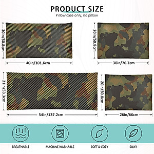 Green Brown Striped Camouflage Pillowcase for Hair and Skin Body Pillow Cover Pillow Case King Size 20"X 40" Super Soft Pillow Case with Zipper for Men