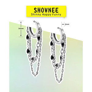 Shownee Silver Hoop For Women, Cubic Zirconia Chain Hoop Hypoallergenic Small Huggie Hoop Earrings Fashion Jewelry Friendship Gift
