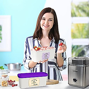 Set of 2 Reusable Ice Cream Tub Containers For Homemade Ice Cream 1.6 Quart Ea. - Perfect for Sorbet, Frozen Yogurt Or Gelato - Stackable Storage Containers, Stickers And Lids Stores Easily In Freezer