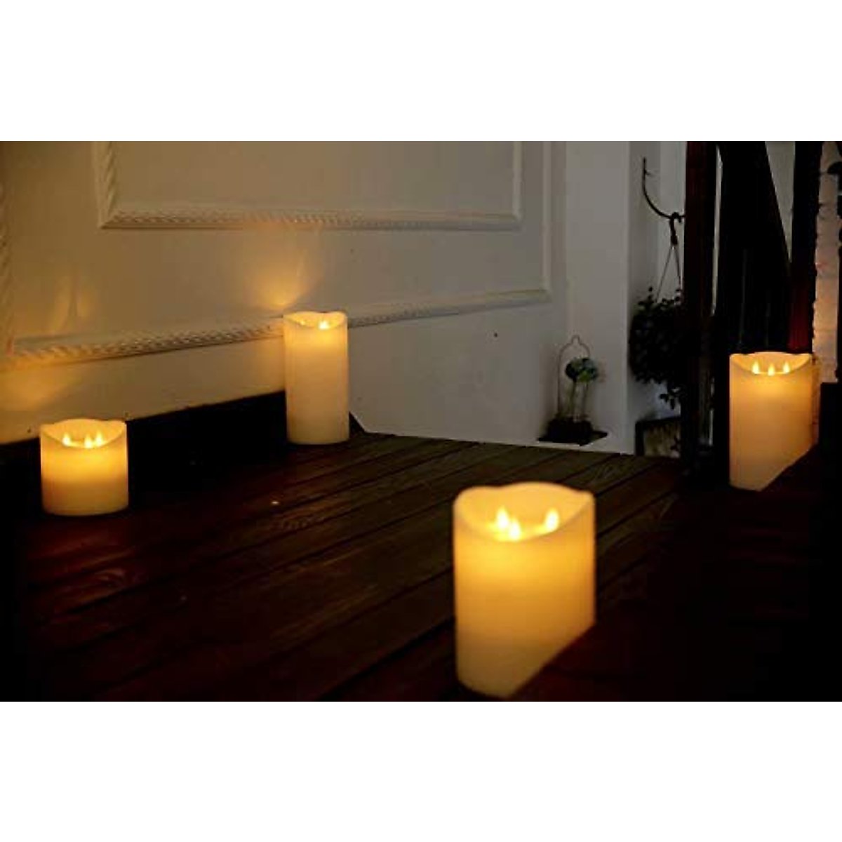 NONNO & ZGF XL-Flameless Wax 6inch High Candle with 3 - Wicks Moving, Led Battery Operated Candles with Remote Control and Timer Function, Ivory